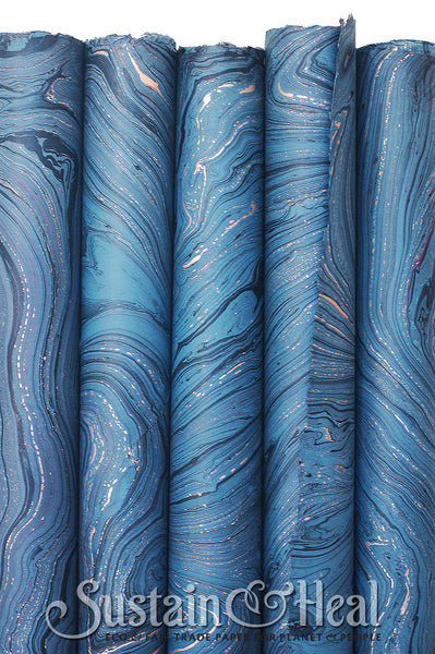 handmade blue marble paper – De Milo Design Studio & Letterpress